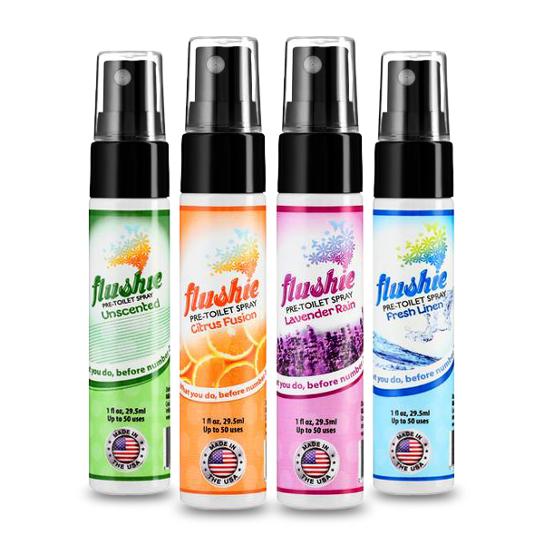 Flushie Pre[Toilet Sprays Travel Size 4 Pack (Citrus, Linen, Lavender ...